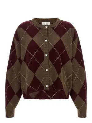 BE YOU Cashmere Argyle Cardigan - Multi