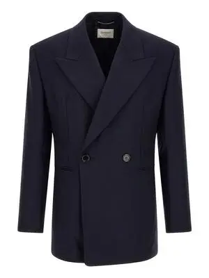 Saint Laurent Felted Wool Gabardine Blazer Jacket - Blue
