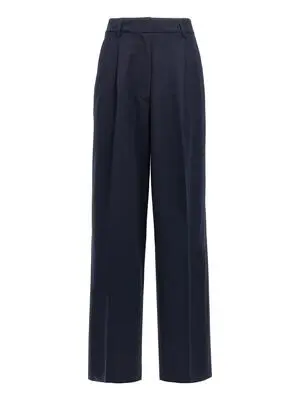 THE LATEST Axel Wool Blend Wide Leg Trousers - Blue