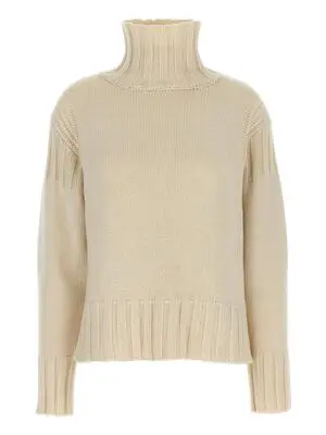 JIL SANDER Cashmere Ribbed Detail Sweater - White