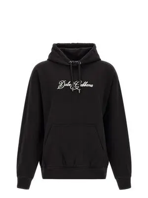 Dolce & Gabbana Logo Embroidery Hoodie - Black
