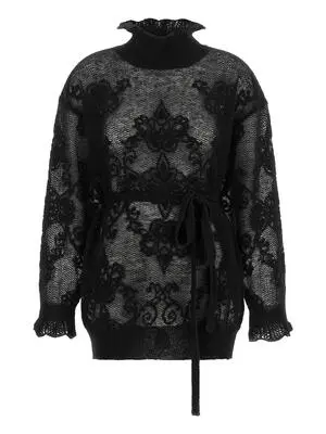 Twin-set Jacquard Yarn Sweater - Black