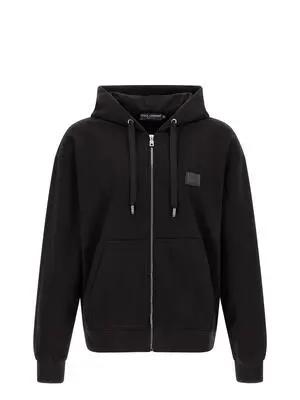 Dolce & Gabbana Logo Plaque Hoodie - Black