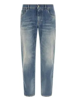 Dolce & Gabbana Logo Plaque Denim Jeans - Blue