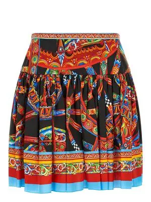 Dolce & Gabbana DOLCE & GABBANA Carretto Print Cotton Mini Skirt Multi