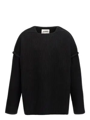 JIL SANDER Geometric Neckline Sweater - Black