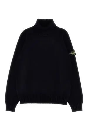 Stone Island Logo Badge Sweater - Blue