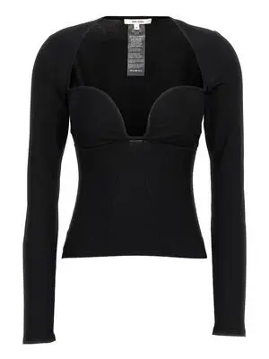 NENSI DOJAKA Bustier Stretch Knit Top - Black