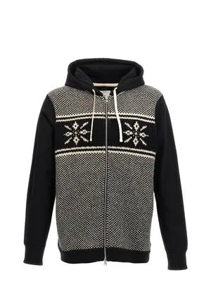 Junya Watanabe Jacquard Insert Hoodie - White/black