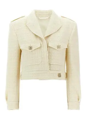Givenchy Military Wool Tweed Blazer - White