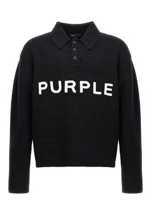 PURPLE BRAND Logo Embroidery Sweater - Black