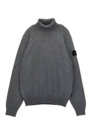Stone Island Logo Badge Sweater - Gray