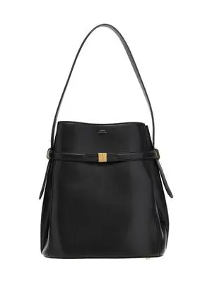 TOTEME Belted Bucket Leather Shoulder Bag - Black