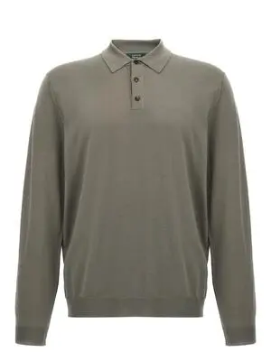 ZANONE Wool Polo Shirt - Gray