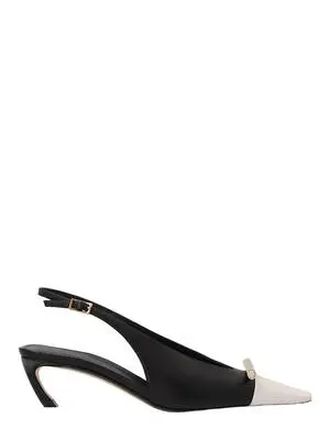 LANVIN LANVIN Bico Leather Slingbacks White/black