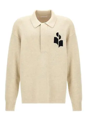 MARANT William Cotton Blend Polo Sweater - Gray