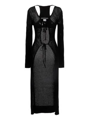 ANDREĀDAMO Openwork Long Cardigan - Black