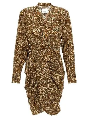 Isabel Marant Étoile ISABEL MARANT Cleora Leopard Print Silk Dress Multi