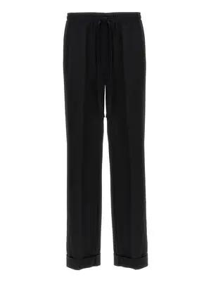 Dolce & Gabbana Contrast Piping Wool Trousers - Black