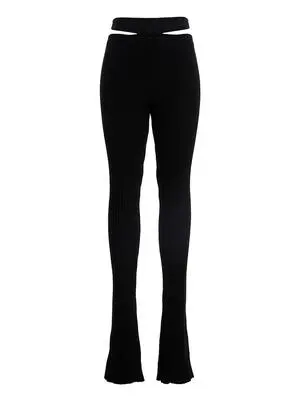 ANDREĀDAMO ANDREĀDAMO Ribbed Flared Trousers Black