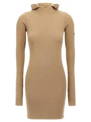 Fendi FENDI Hooded Ribbed Dress Beige