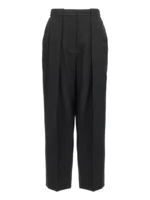 Balmain Grain De Poudre Wool Trousers - Black