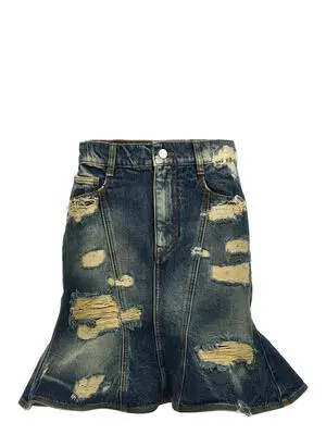 Marc Jacobs Rip And Repair Straight Denim Skirt - Blue