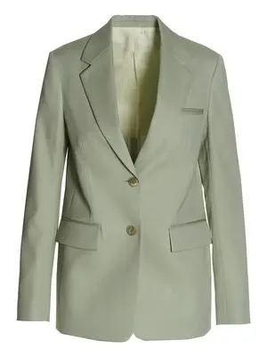 LANVIN Virgin Wool Single Breasted Blazer Jacket - Green