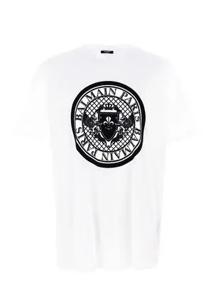 Balmain Velvet Logo T-shirt - White/black