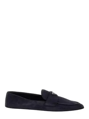 Prada PRADA Logo Suede Loafers Blue