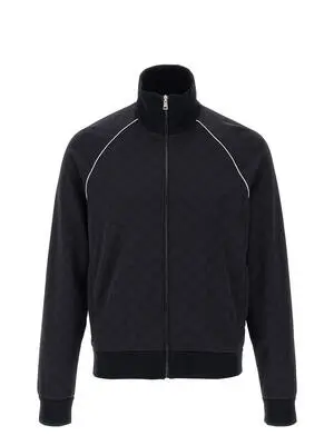 Gucci Gg Jacquard Tech Cotton Nylon And Jersey Blend Sweatshirt - Blue
