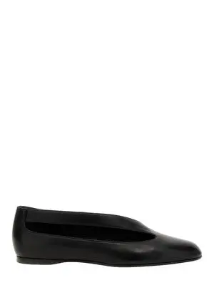 Khaite Diana Asymmetrical Nappa Leather Ballet Flats - Black