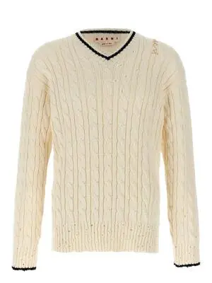 Marni V Neckline Sweater - White