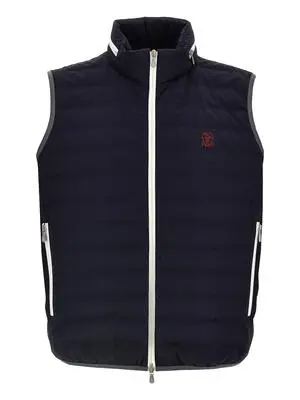 BRUNELLO CUCINELLI BRUNELLO CUCINELLI Logo Embroidered Technical Fabric Puffer Vest