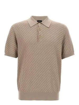 Brioni Knitted Polo Shirt - Beige