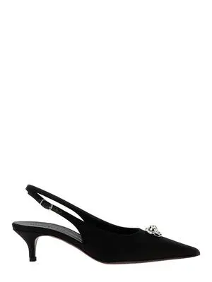 Magda Butrym Rosetta Silk Satin Slingback Pumps - Black