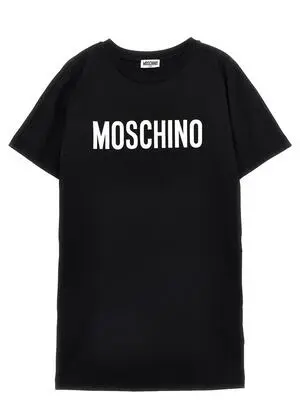 MOSCHINO KID TEEN Logo Print Dress - White/black