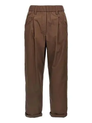 Brunello Cucinelli BRUNELLO CUCINELLI Monile Cotton Poplin Pants Brown