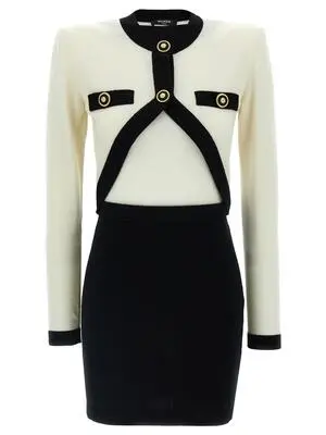 Balmain Filo Leone Catena' Dress - White/black