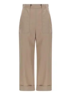 Max Mara MAX MARA Palio Cotton Gabardine Trousers Beige