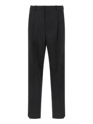 Saint Laurent Smocking Grain De Poudre Wool Pants - Black