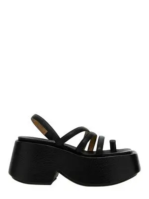 Marsèll MARSÈLL Zeppo Hammered Leather Sandals Black