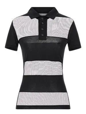 Coperni Sheer Striped Polo Shirt - Black