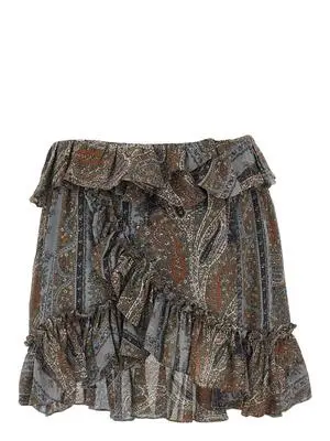 Saint Laurent All Over Print Skirt Multi