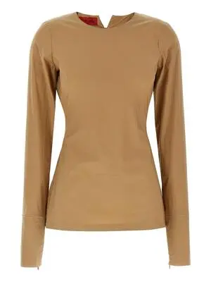 THE LATEST Terry Cotton Poplin T-shirt - Beige