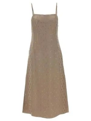 Fendi Satin Floral Jacquard Midi Dress - Gray