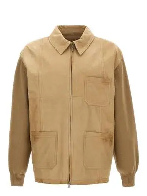 GOLDEN GOOSE GOLDEN GOOSE Neil Wool Blend And Nubuck Leather Jacket Beige
