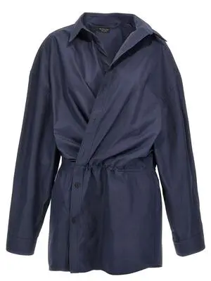 Balenciaga Stile Camicia Mini Dress - Blue