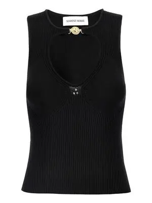 MARINE SERRE MARINE SERRE Moon Jewelry Knit Open Neck Top