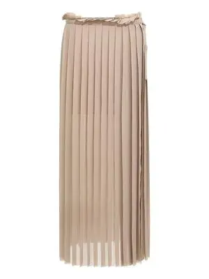 AMI Paris Pleated Wrap Skirt - Beige